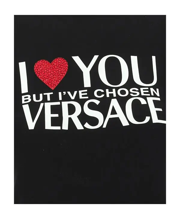 Versace I Love You But I've Chosen " Crystal Heart Logo T-shirt - Black
