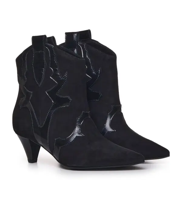 MARC ELLIS Western Ankle Boots With Embroidered Details