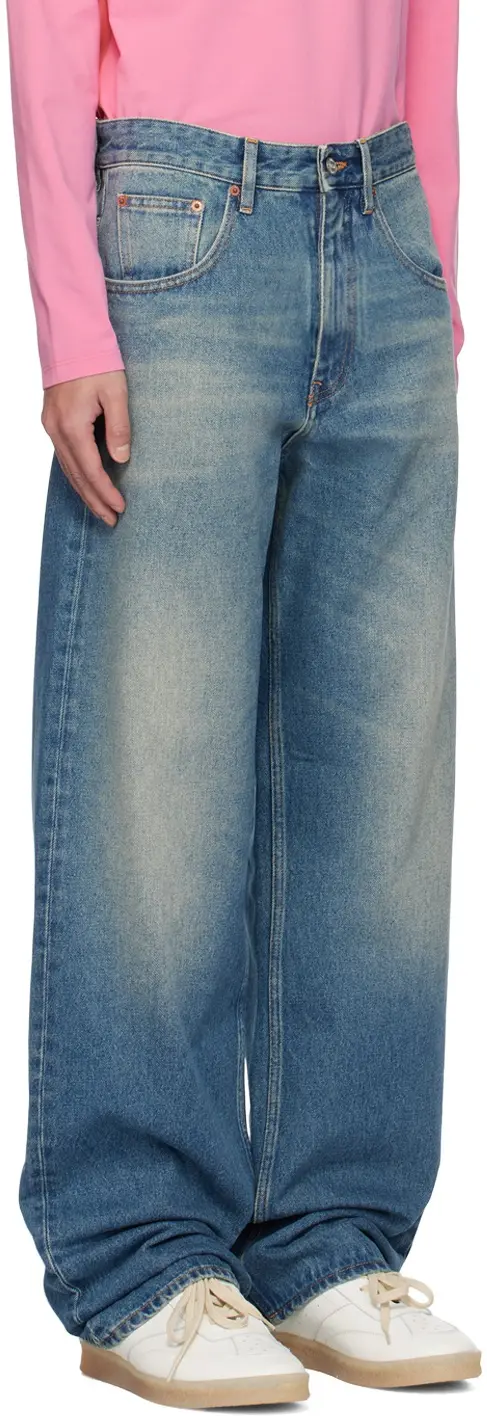 MAISON MARGIELA Logo-patch Wide-leg Jeans - Gray