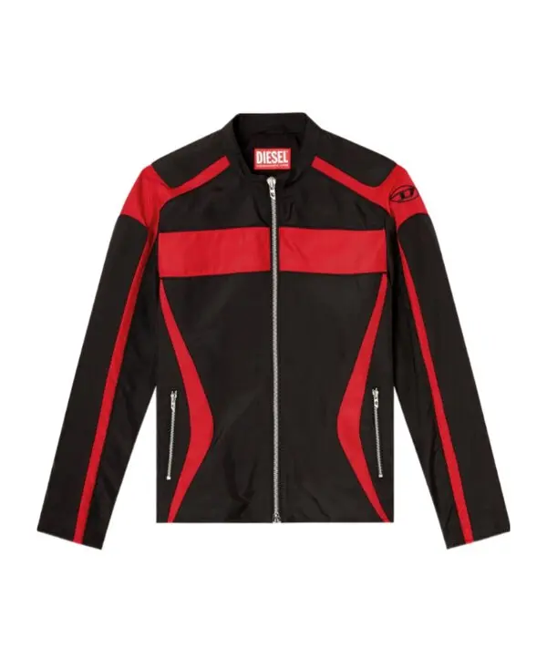 DIESEL® Colorblock Biker Jacket - Black/red