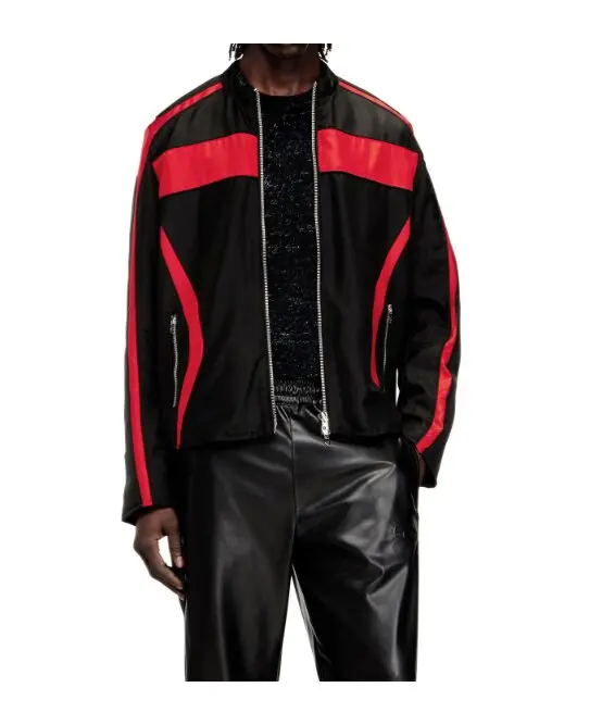 DIESEL® Colorblock Biker Jacket - Black/red