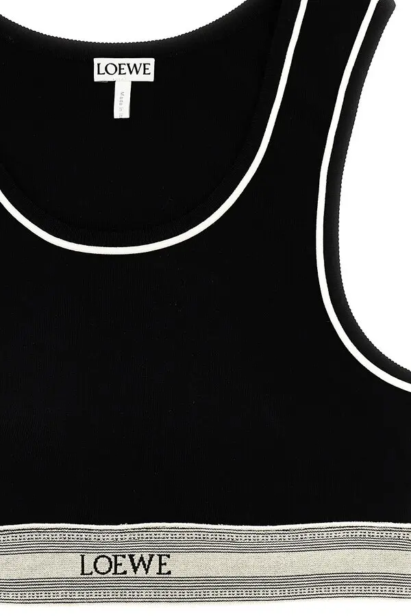 Loewe Cropped Tank Top With Contrasting Piping - Black