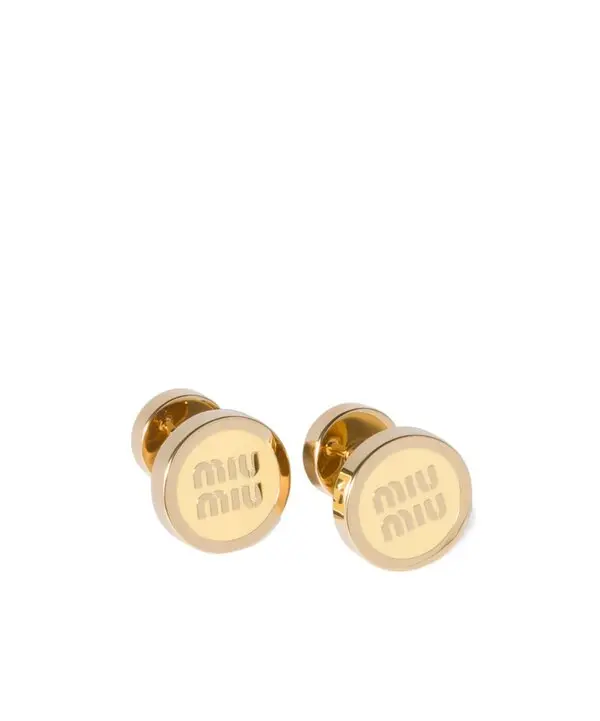 Miu Miu Bijoux Logo Stud Earrings - Vanilla