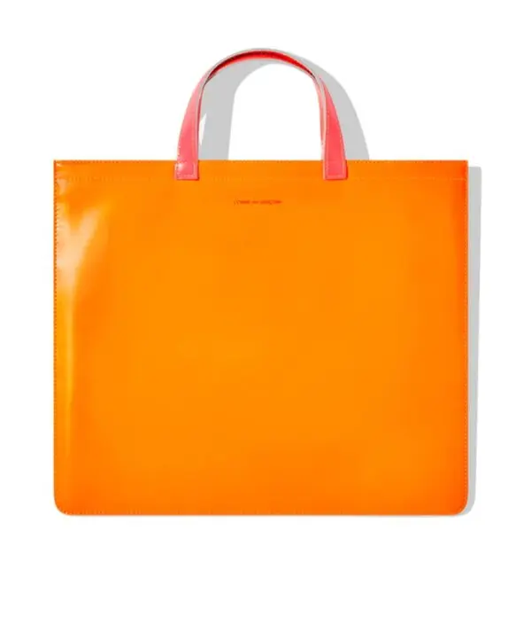 Comme Des Garçons Color-blocked Logo Tote - Orange