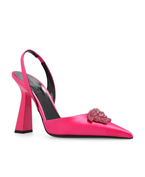 Versace La Medusa Pointed Toe Slingbacks