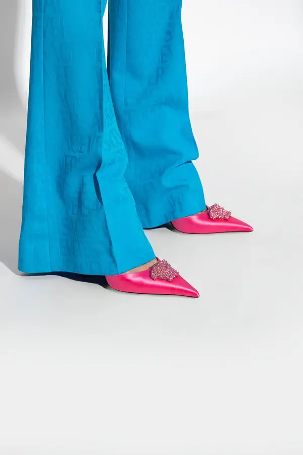 Versace La Medusa Pointed Toe Slingbacks