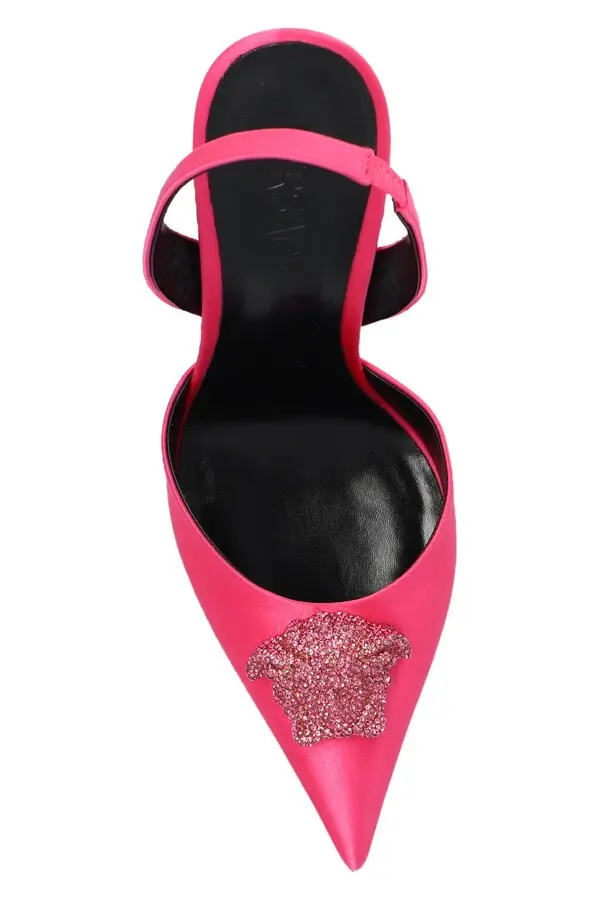 Versace La Medusa Pointed Toe Slingbacks