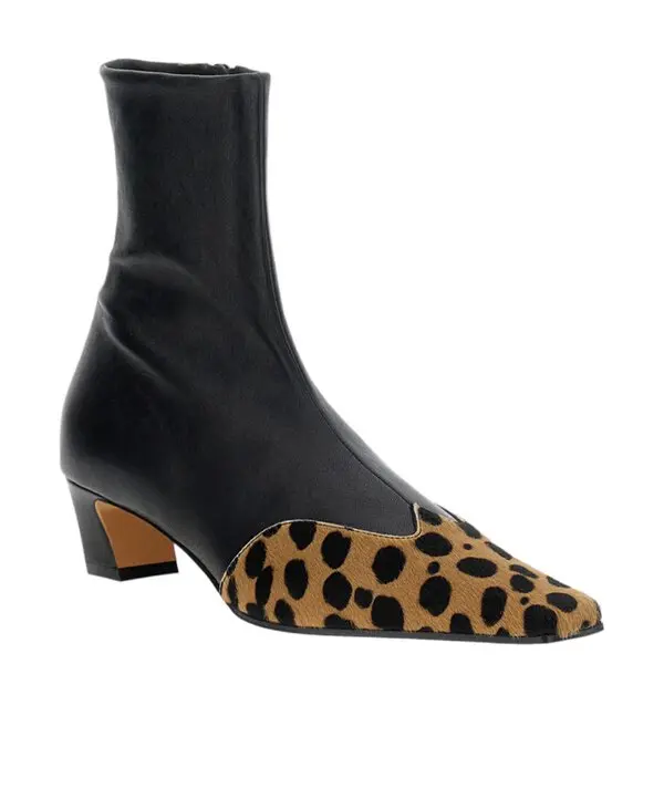 Khaite 40mm Nevada Hyena-print Square Toe Boots - Black