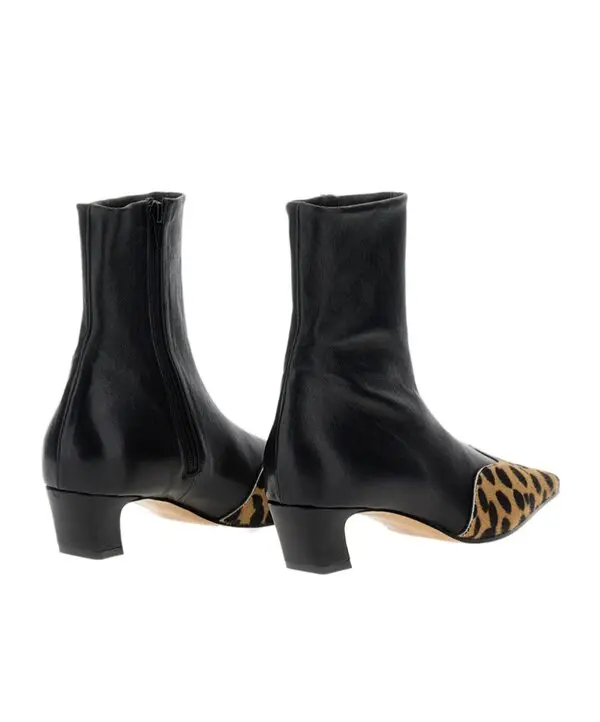 Khaite 40mm Nevada Hyena-print Square Toe Boots - Black