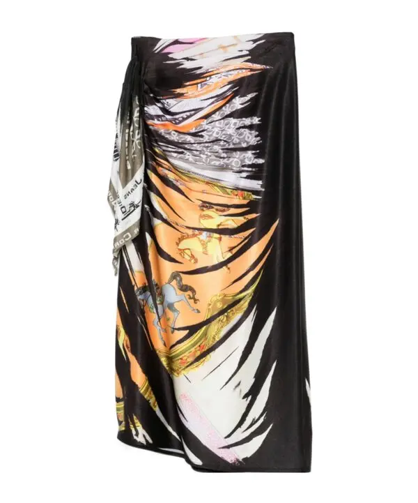 DIESEL® O-pary Bandana Print Draped Skirt - Black Multicolor