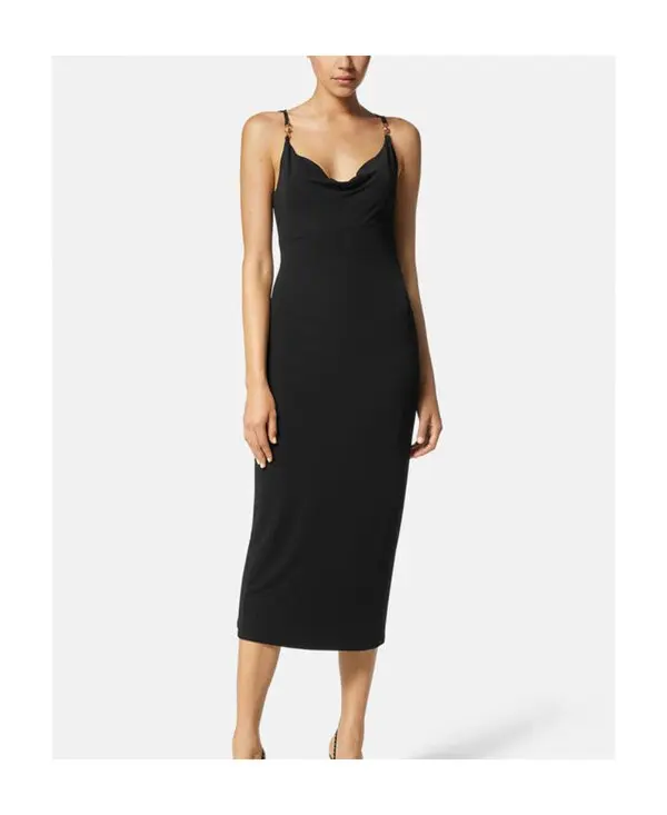 Versace Medusa Cowl Neck Midi Dress