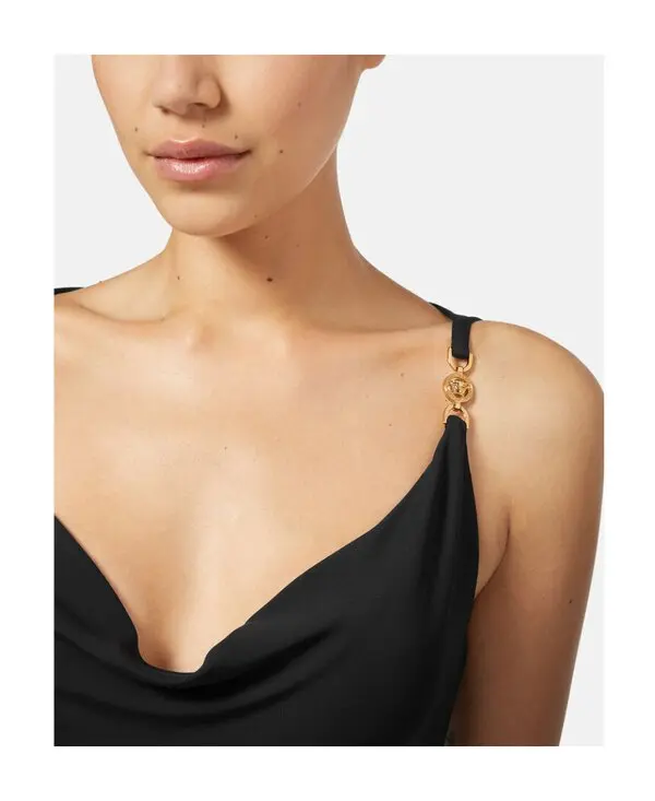 Versace Medusa Cowl Neck Midi Dress