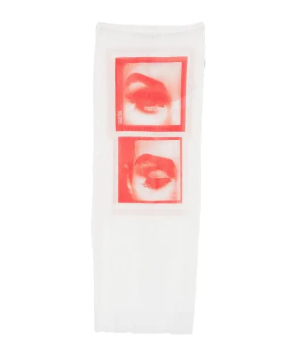 JEAN PAUL GAULTIER Eye Graphic Midi Skirt - White/red/light Orange
