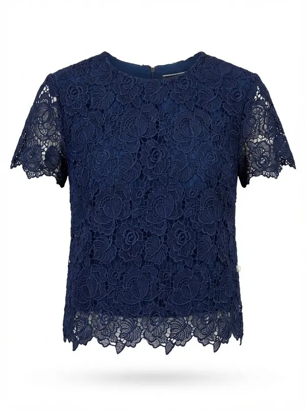 Sportmax Short Sleeve Lace Top - Black