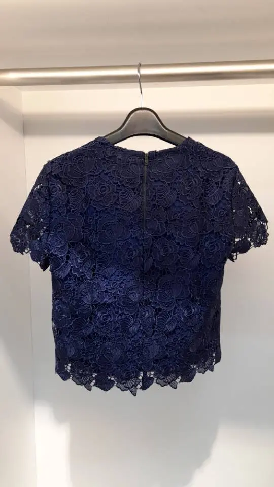 Sportmax Short Sleeve Lace Top - Black