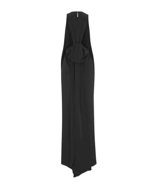 Saint Laurent Sleeveless Maxi Dress With Back Bow Detail - Black