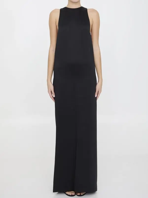 Saint Laurent Sleeveless Maxi Dress With Back Bow Detail - Black