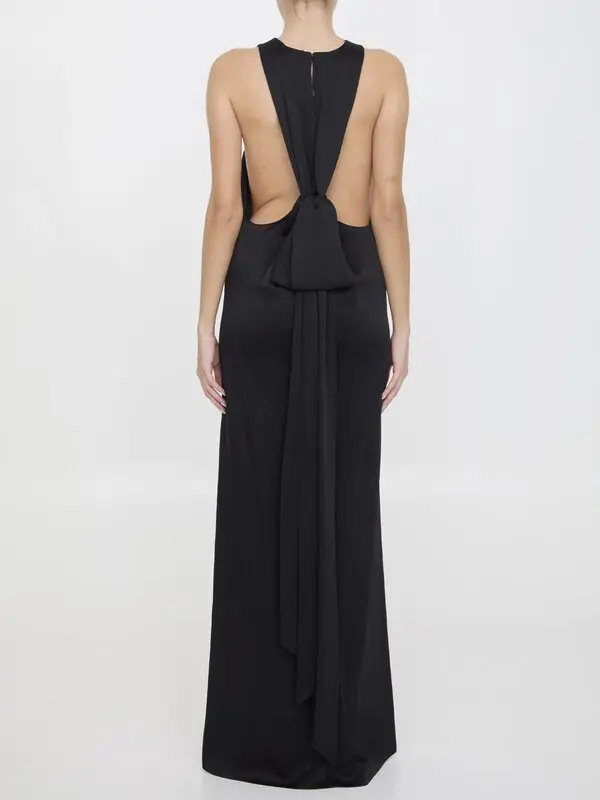 Saint Laurent Sleeveless Maxi Dress With Back Bow Detail - Black