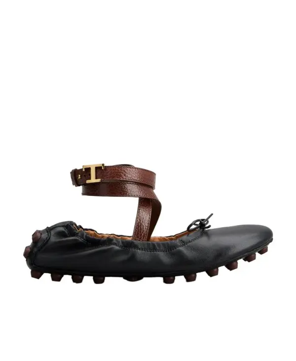 TOD'S Gommino Wraparound Ballerina Flats - Black