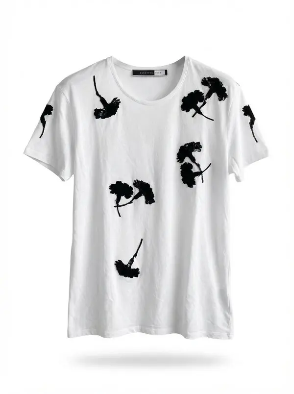 Sportmax Short Sleeve T-shirt With Floral Embellishment - Gray
