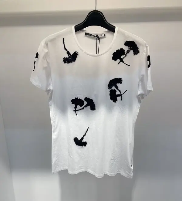 Sportmax Short Sleeve T-shirt With Floral Embellishment - Gray