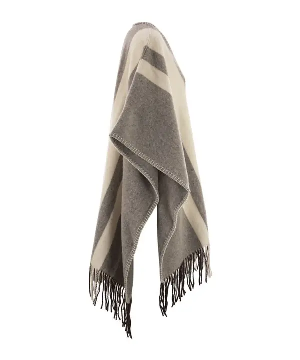 FAY Hook-closure Fringed Poncho