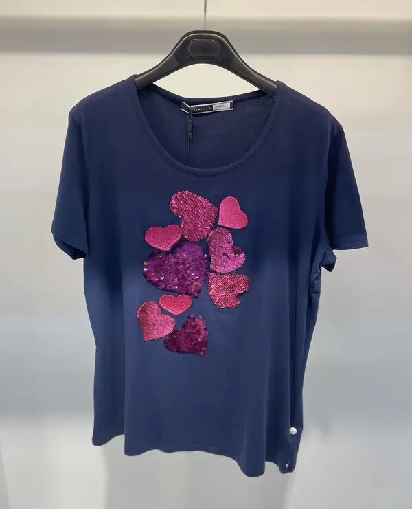 Sportmax Round Neck Embellished T-shirt - Blue