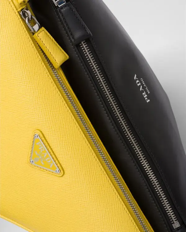 Prada Saffiano Leather And Leather Shoulder Bag