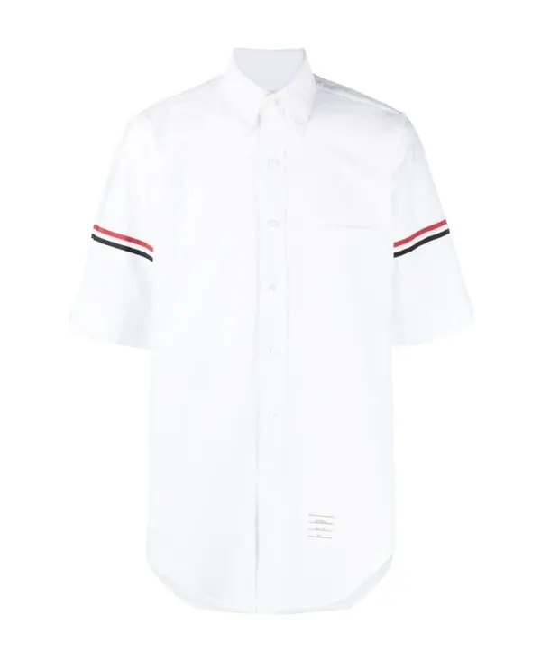 Thom Browne Rwb Stripe Short-sleeved Polo Shirt