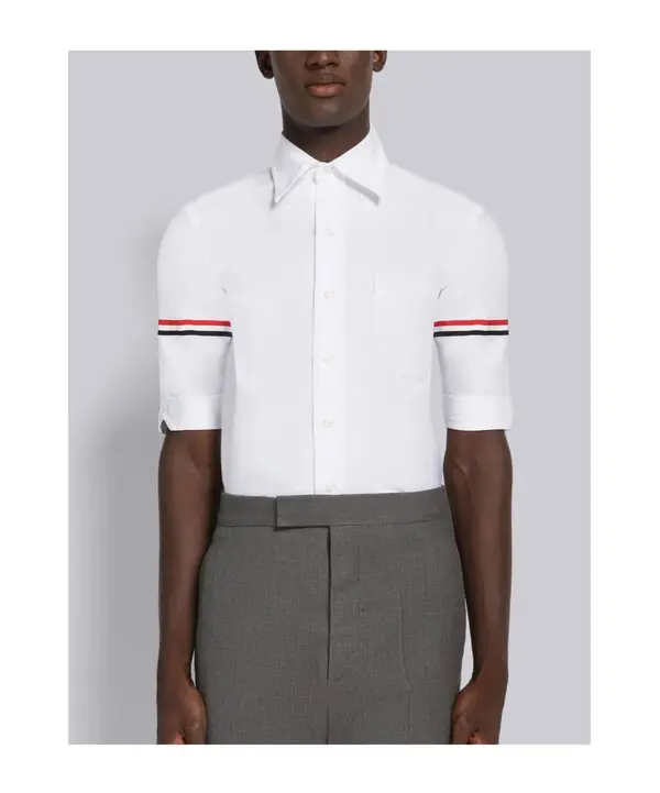Thom Browne Rwb Stripe Short-sleeved Polo Shirt