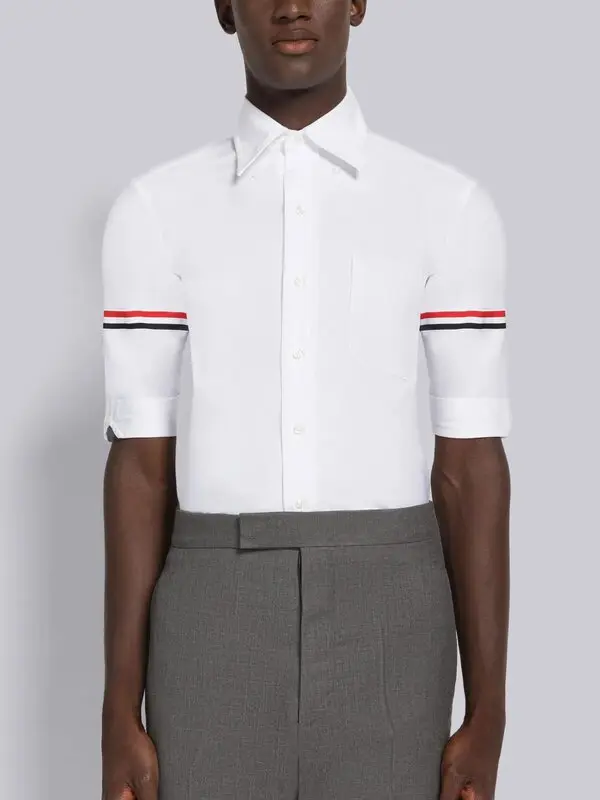 Thom Browne Rwb Stripe Short-sleeved Shirt