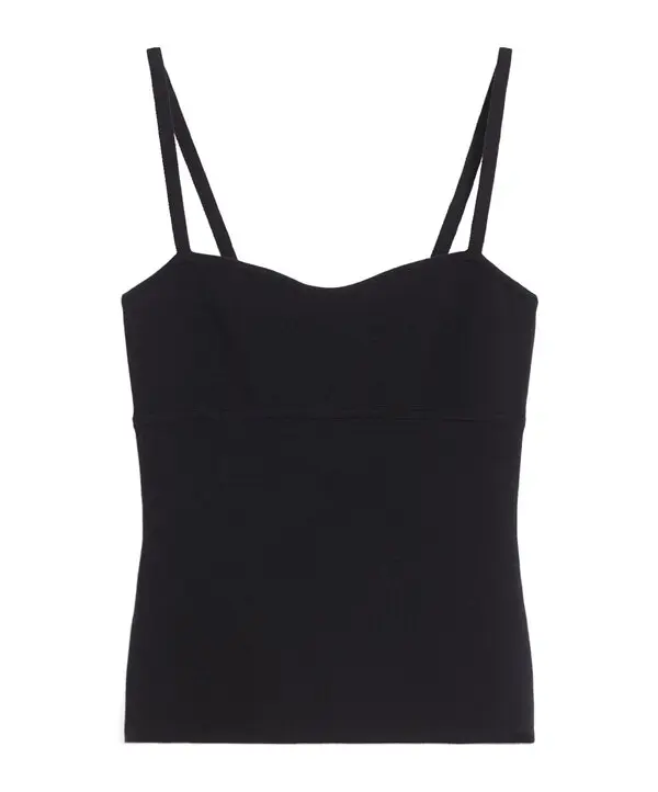 Max Mara Spaghetti Strap Sweetheart Neck Top - Black