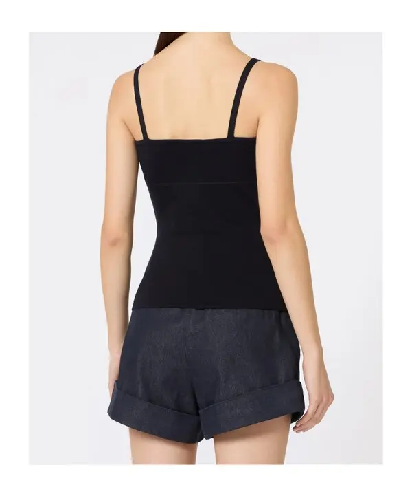 Max Mara Spaghetti Strap Sweetheart Neck Top - Black