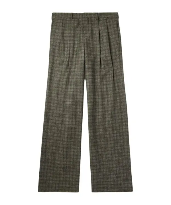 Celine Plaid Wide-leg Trousers