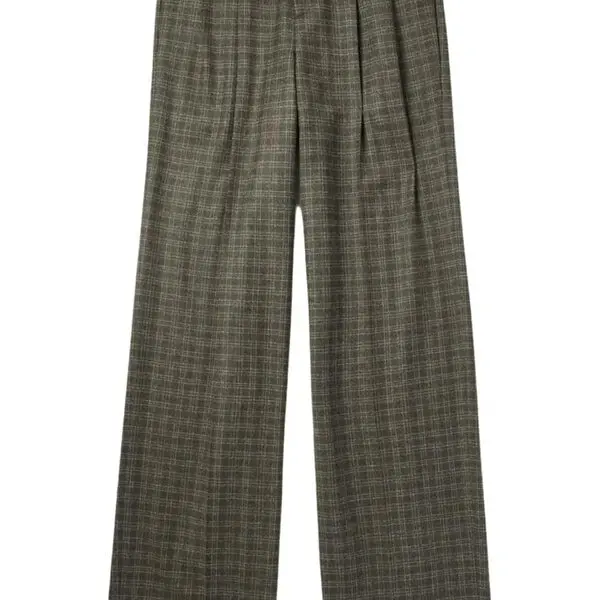 Celine Plaid Wide-leg Trousers