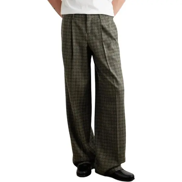 Celine Plaid Wide-leg Trousers