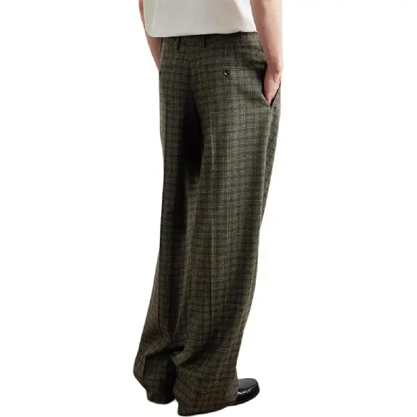 Celine Plaid Wide-leg Trousers