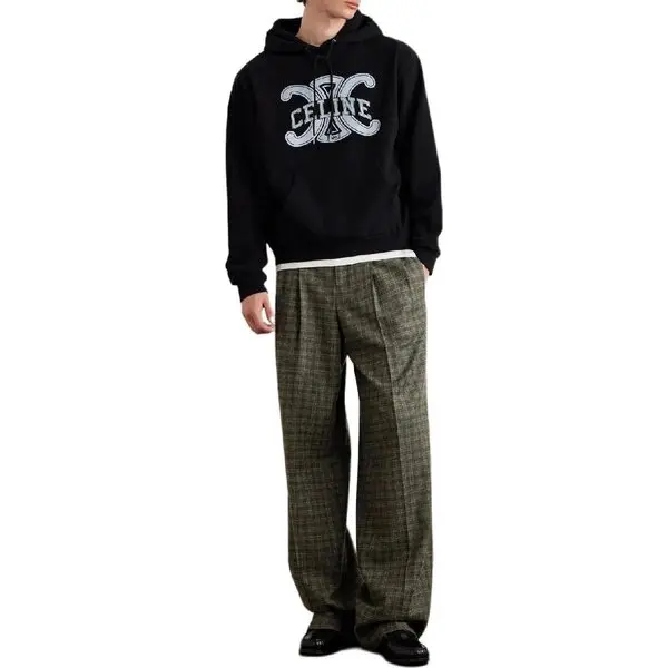 Celine Plaid Wide-leg Trousers