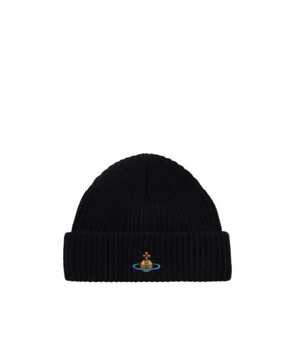 VIVIENNE WESTWOOD Orb Embroidered Knitted Beanie - Black