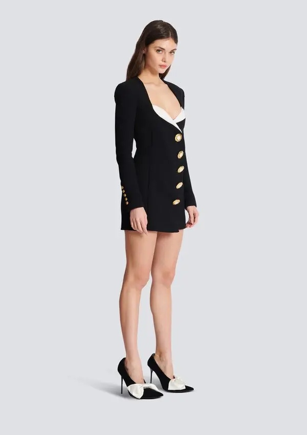 Balmain V-neck Layered Dress With Decorative Buttons