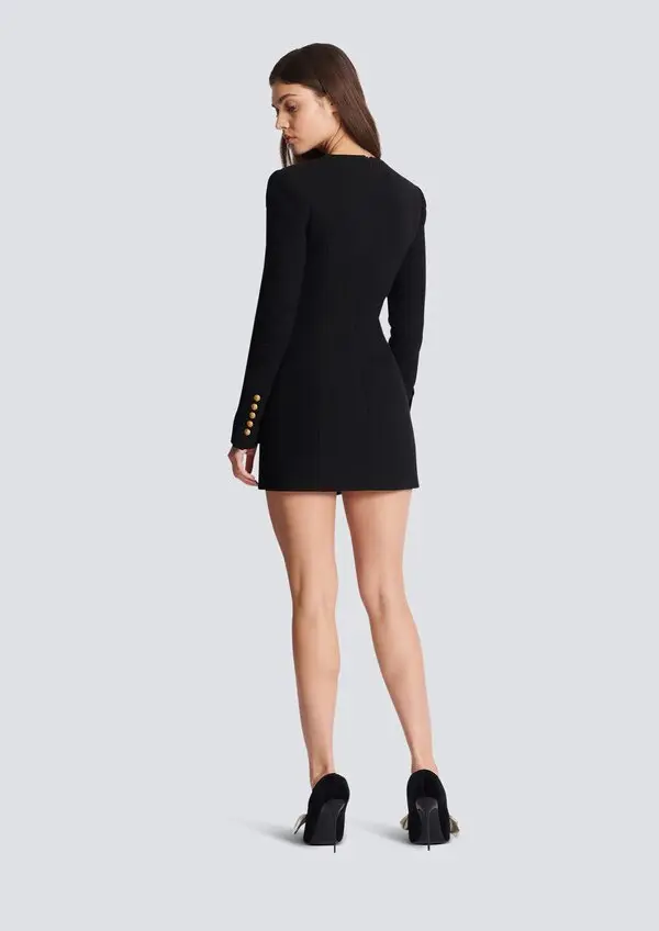 Balmain V-neck Layered Dress With Decorative Buttons