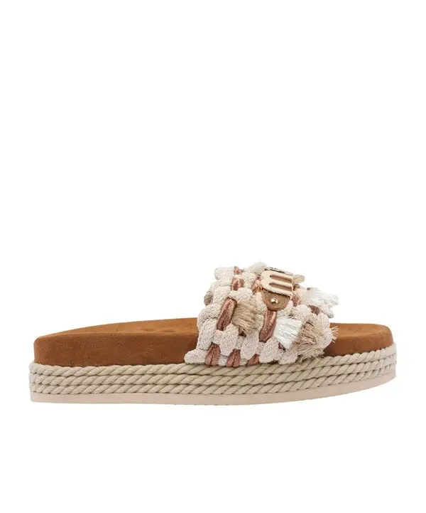 Mou Monoband Rope Fringes Sandals - Nude