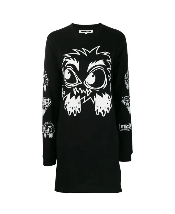 Alexander McQueen Monster Pattern Printed Mini Dress