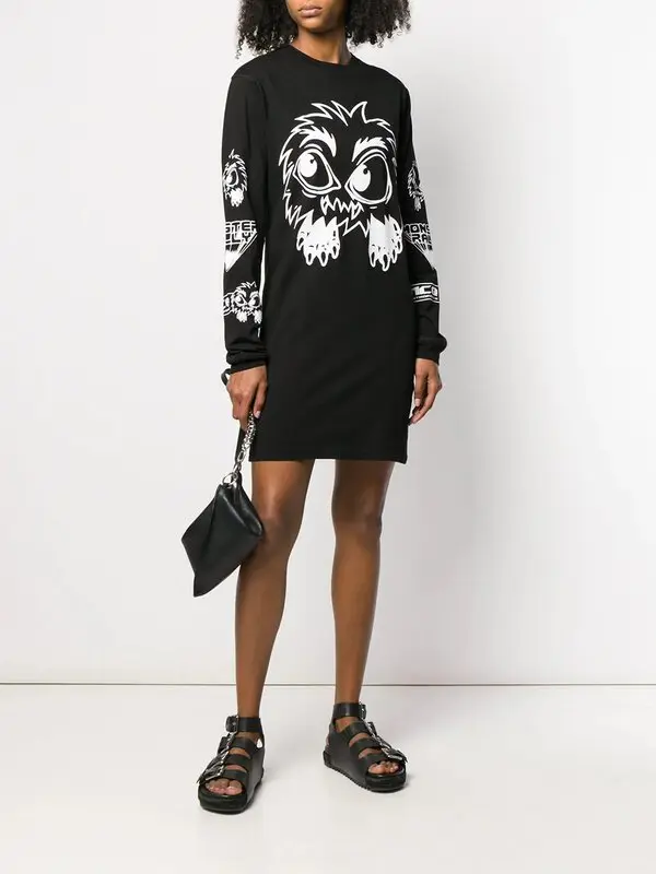 Alexander McQueen Monster Pattern Printed Mini Dress