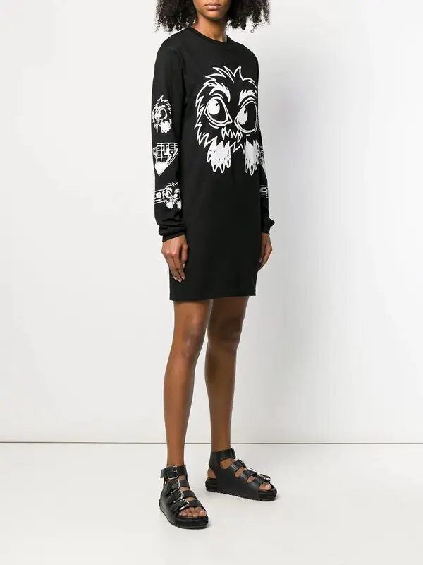 Alexander McQueen Monster Pattern Printed Mini Dress