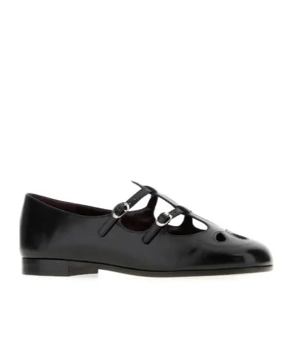 Tory Burch Leather Buckle Flat Pumps