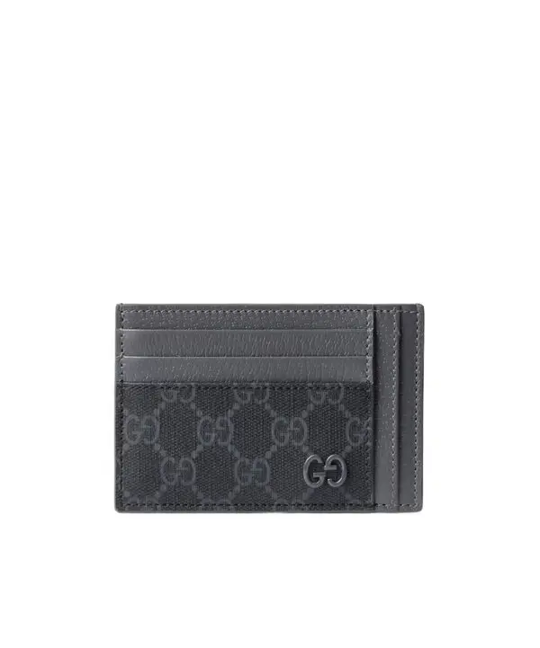 Gucci Grey Trim Gg Card Case - Black/gray