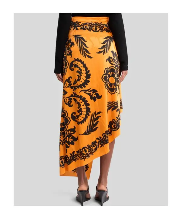 Etro Stencil Floral Printed Asymmetric Wrap Skirt