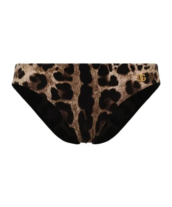Dolce & Gabbana Dolce Gabbana Leopard Printed Bikini Bottoms - Black