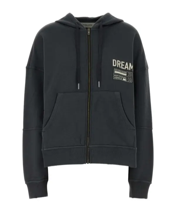 GOLDEN GOOSE Zip-up Drawstring Hoodie - Black